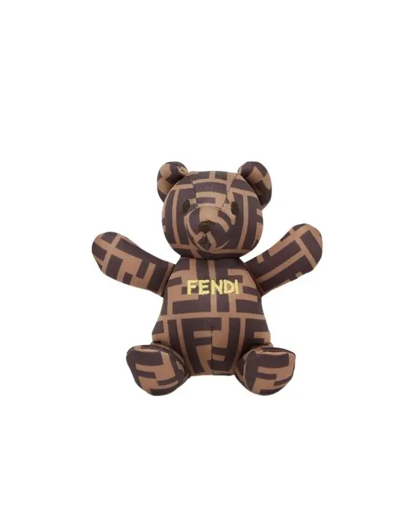 Fendi Ff Neoprene Teddy Bear Brooch - Brown