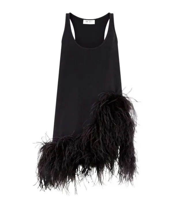 Attico Sleeveless Feather Embellished Mini Dress