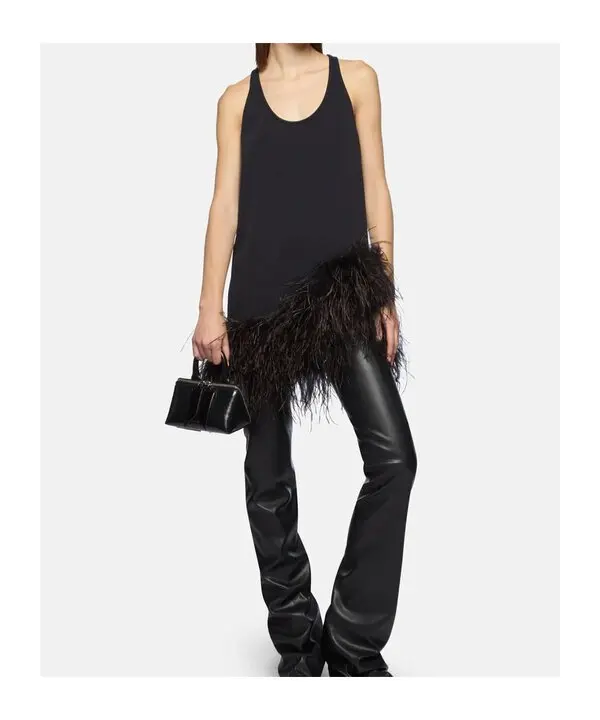 Attico Sleeveless Feather Embellished Mini Dress