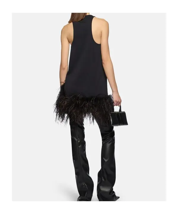 Attico Sleeveless Feather Embellished Mini Dress