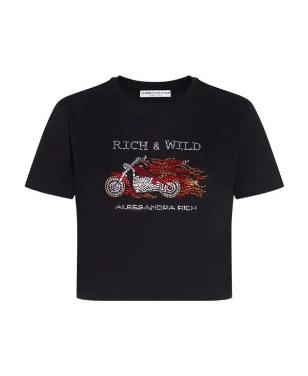 Alessandra Rich Embellished Cropped T-shirt