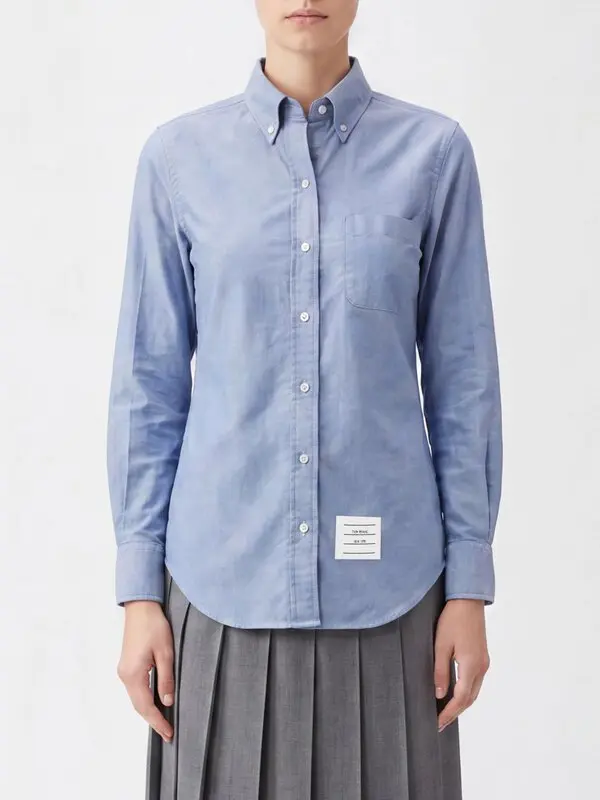 Thom Browne Classic Long-sleeved Shirt With Appliqu - Light Blue