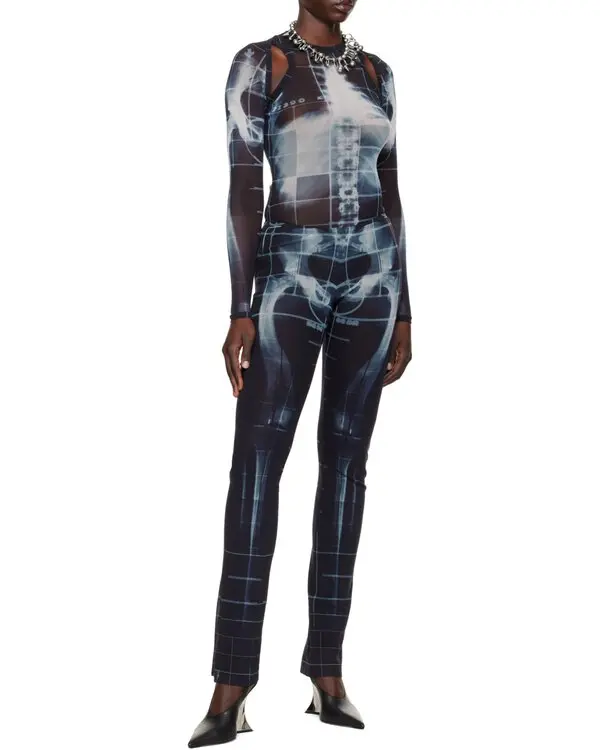JEAN PAUL GAULTIER Graphic Print Semi-sheer Long-sleeved Top