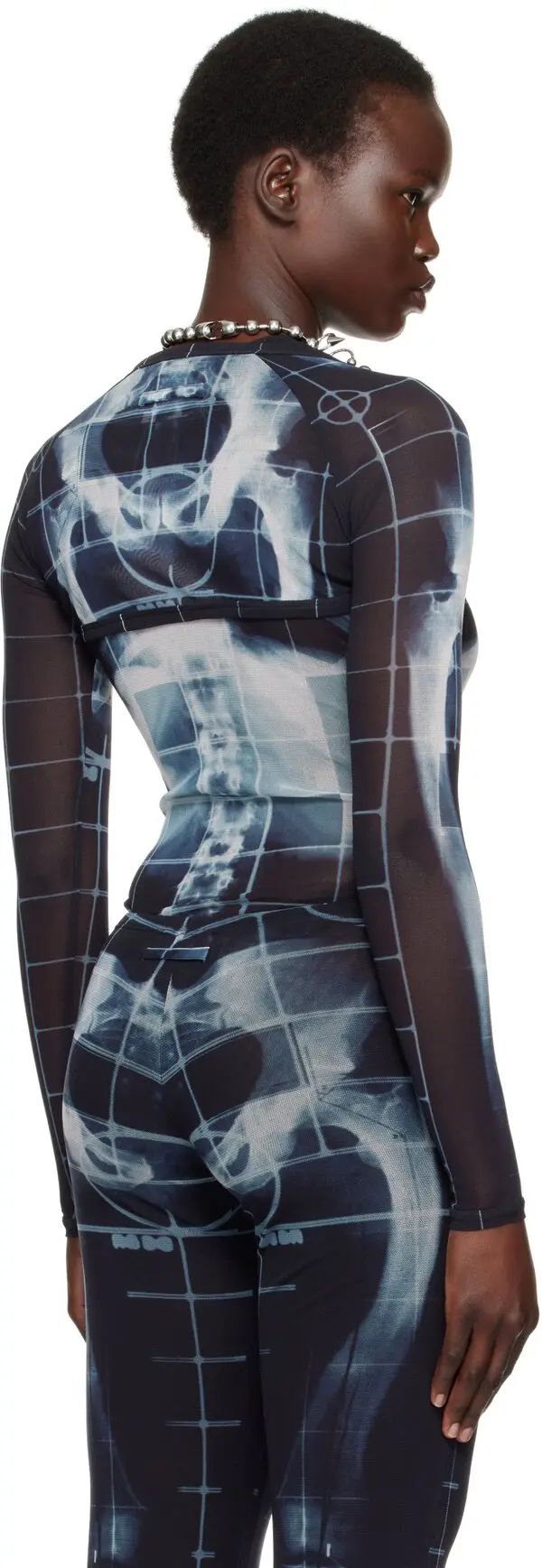 JEAN PAUL GAULTIER Graphic Print Semi-sheer Long-sleeved Top