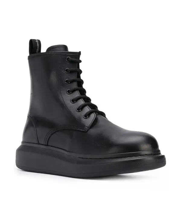 Alexander McQueen Round Toe Lace-up Ankle Boots