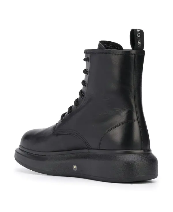 Alexander McQueen Round Toe Lace-up Ankle Boots