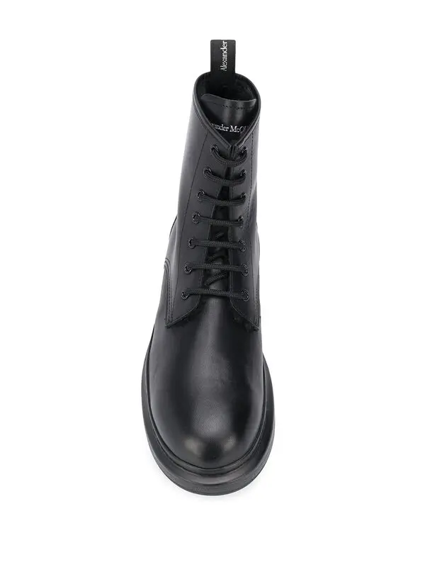 Alexander McQueen Round Toe Lace-up Ankle Boots