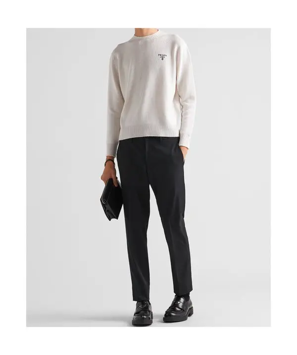 Prada Mid-rise Cropped Tailored Trousers - Black