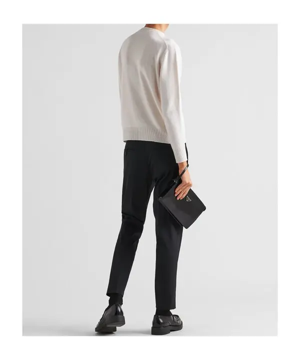 Prada Mid-rise Cropped Tailored Trousers - Black