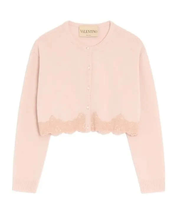 Valentino Garavani Wool Cardigan With Lace - Nude