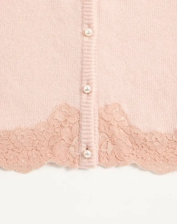 Valentino Garavani Wool Cardigan With Lace Detail