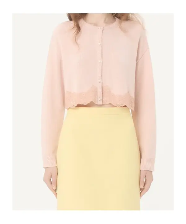 Valentino Garavani Wool Cardigan With Lace Detail