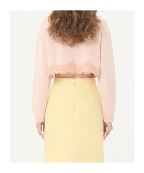 Valentino Garavani Wool Cardigan With Lace Detail