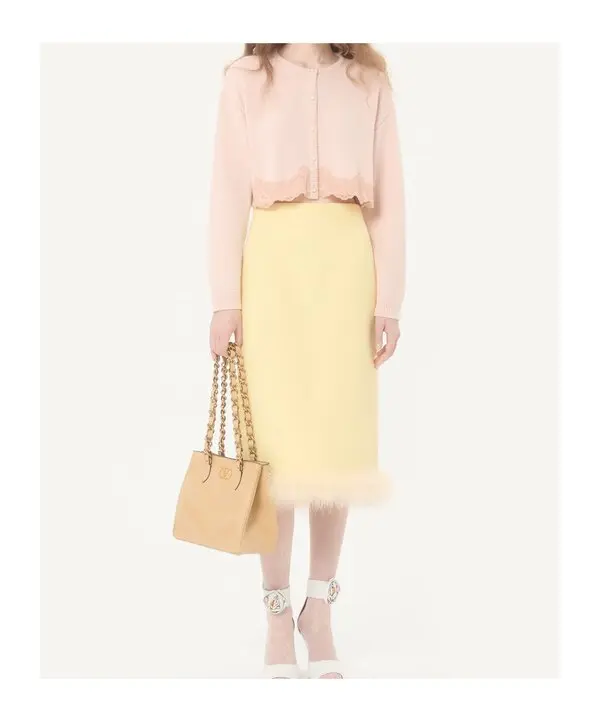 Valentino Garavani Wool Cardigan With Lace Detail - Nude