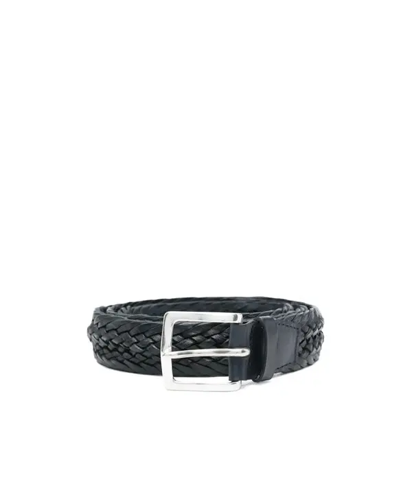 ORTIGNI Braided Leather Belt - Black