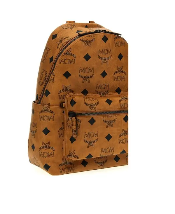 Mcm Monogram Printed Zipper Backpack