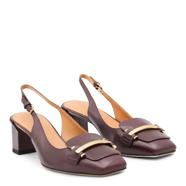 TOD'S Block Heel Slingback Pumps - Brown