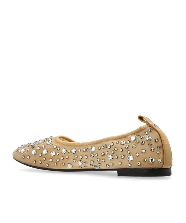 Tory Burch Embellished Crystal Ballet Flats - Beige