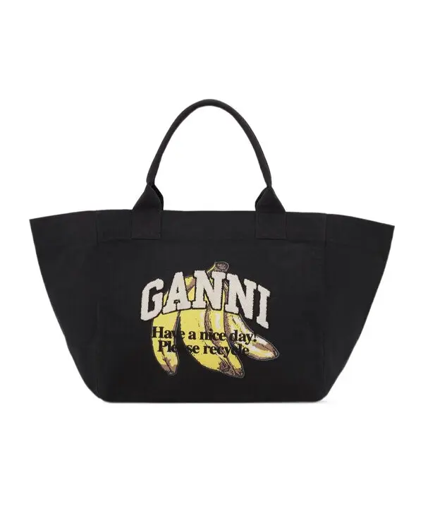GANNI Banana Print Tote Bag - Black