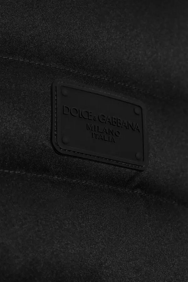 Dolce & Gabbana Quilted Down Coat With Logo Patch