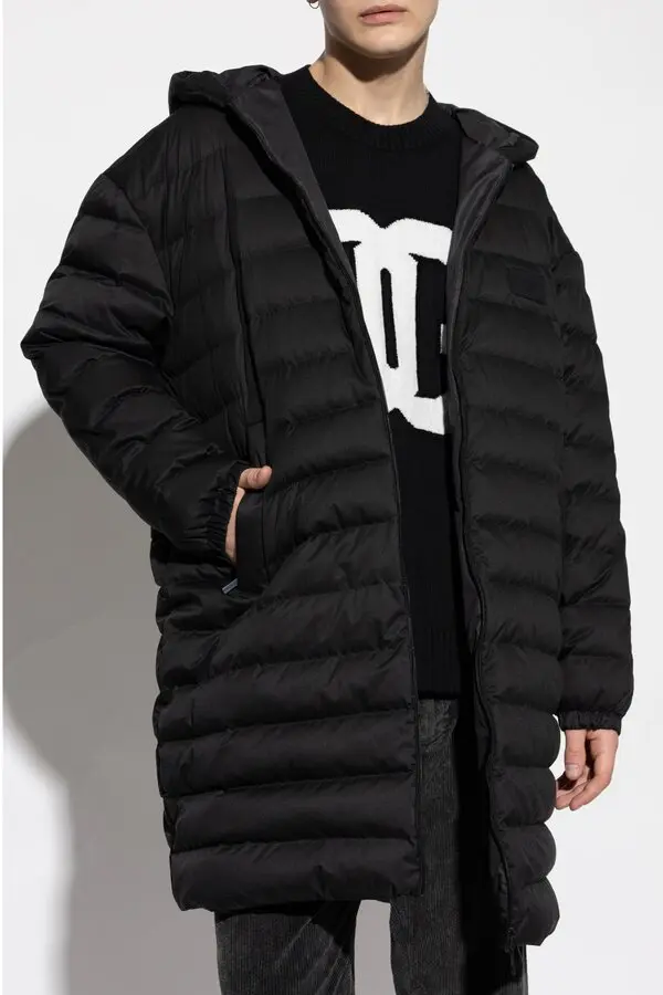 Dolce & Gabbana Quilted Down Coat With Logo Patch