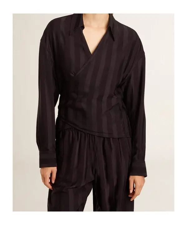 GOLDEN GOOSE Striped Wrap Shirt