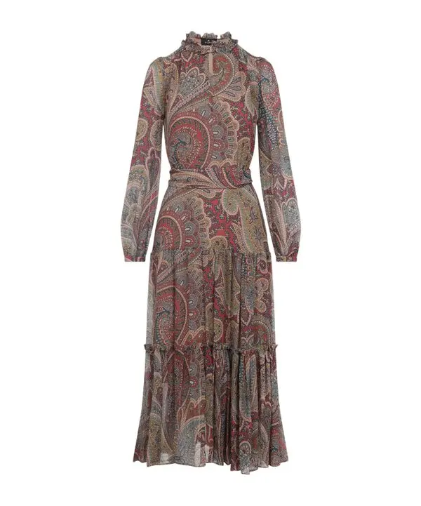 Etro Paisley Print Silk Crepon Dress