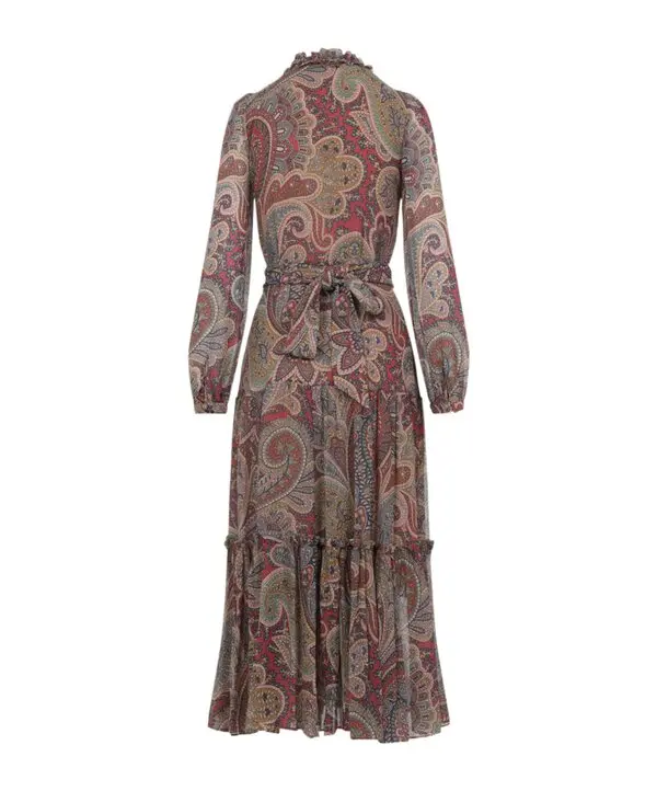 Etro Paisley Print Silk Crepon Dress