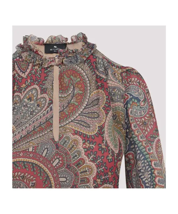 Etro Paisley Print Silk Crepon Dress