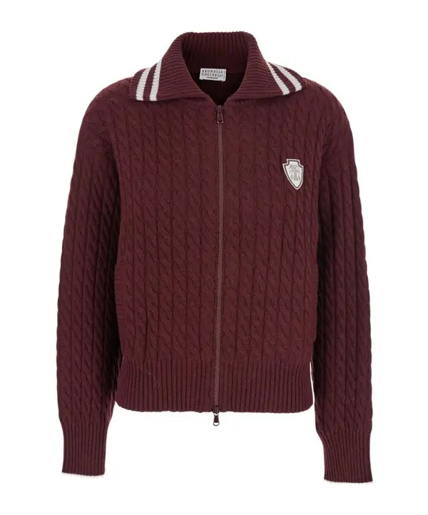 Brunello Cucinelli Logo Detailed Zip-up Cardigan