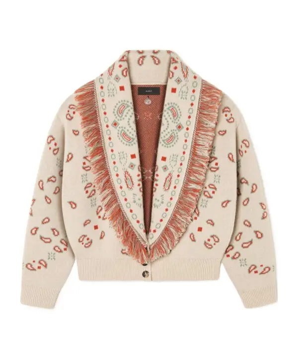 Alanui Fringed Bandana Short Cardigan - Nude