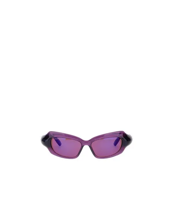 Balenciaga Palazzo Rectangle Frame Sunglasses - Purple