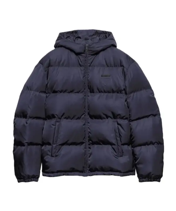 Prada Padded Zip-up Hooded Jacket - Blue