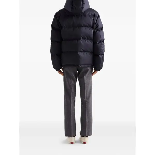 Prada Padded Zip-up Hooded Jacket - Blue