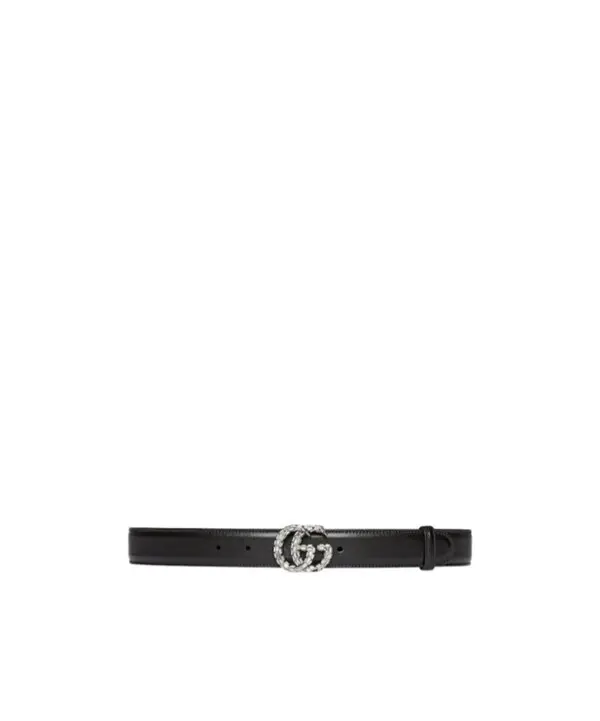 Gucci Gg Marmont Embellished Thin Belt - Black