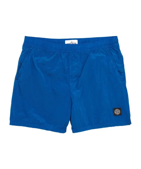 Stone Island Logo Patch Swim Shorts - Cornflower Blue