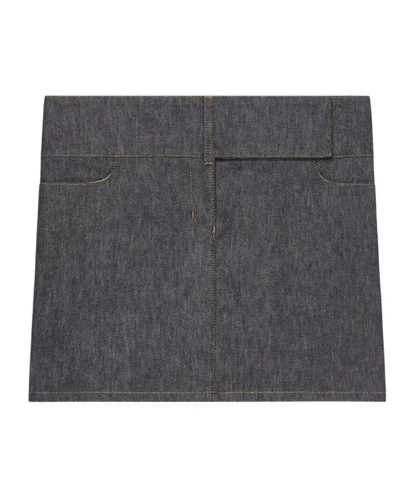 COURREGES Courrèges Logo Embroidered Belted Denim Mini Skirt - Dark Gray