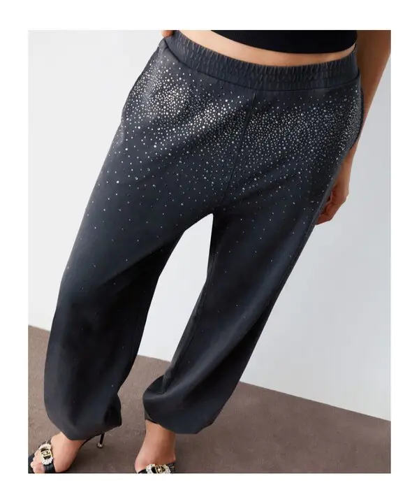Liu Jo Embellished Trousers With All-over Logo - Black