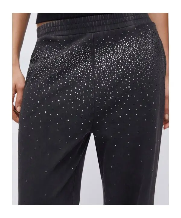 Liu Jo Embellished Trousers With All-over Logo - Black