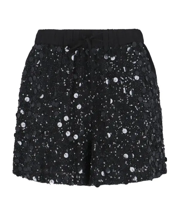 P.a.r.o.s.h Galassia Sequined Drawstring Shorts - Black