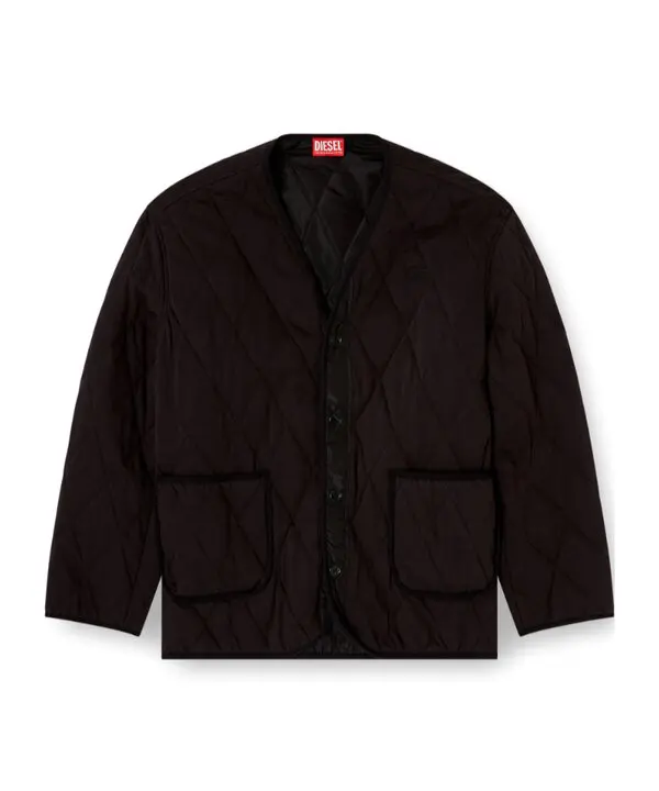 DIESEL® Quilted V-neck Jacket - Brown