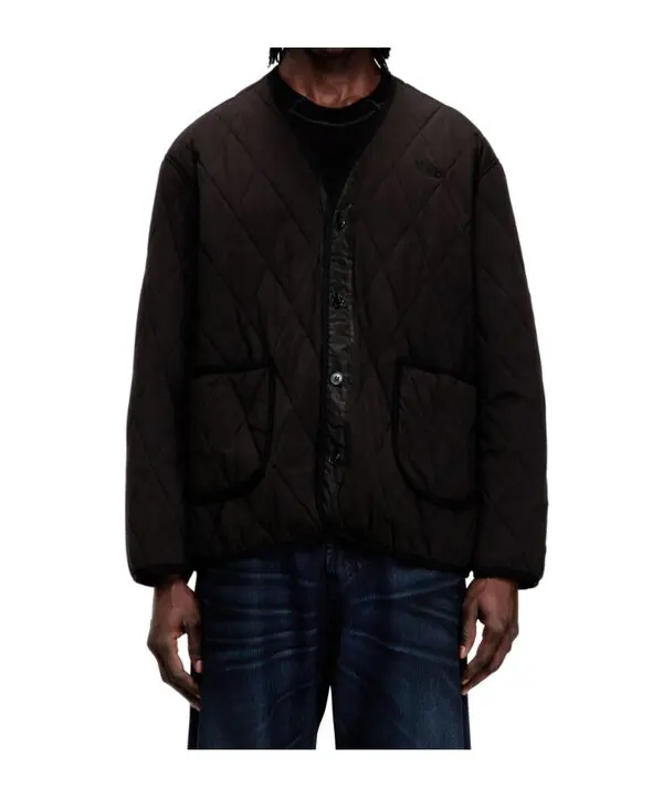 DIESEL® Quilted V-neck Jacket - Brown