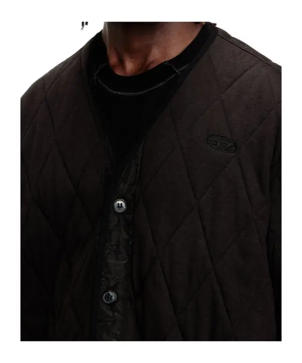 DIESEL® Quilted V-neck Jacket - Brown