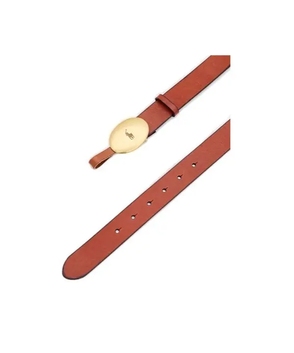 Ralph Lauren Polo Logo Plaque Buckled Belt