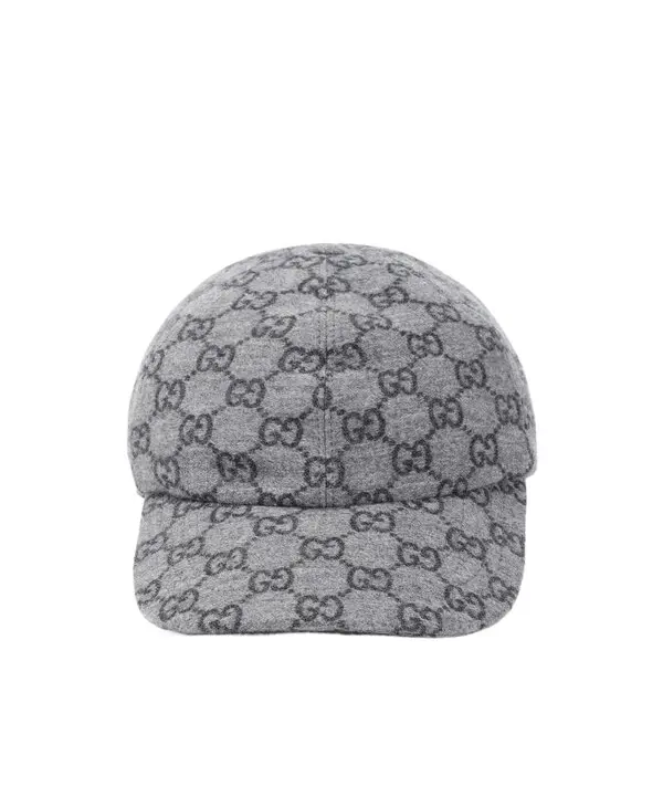 Gucci Gg Monogrammed Flannel Baseball Cap - Grey