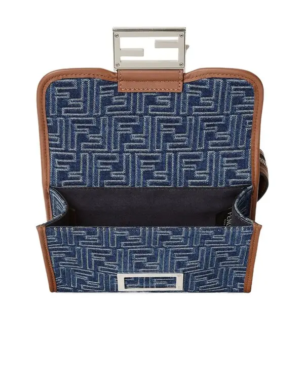 Fendi Double Baguette Ff Jacquard Crossbody Bag - Blue