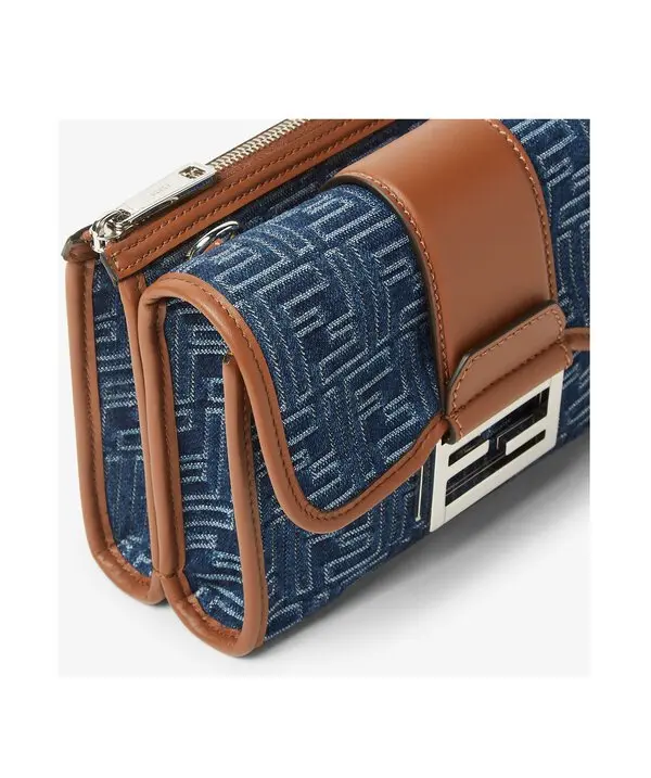 Fendi Double Baguette Ff Jacquard Crossbody Bag - Blue
