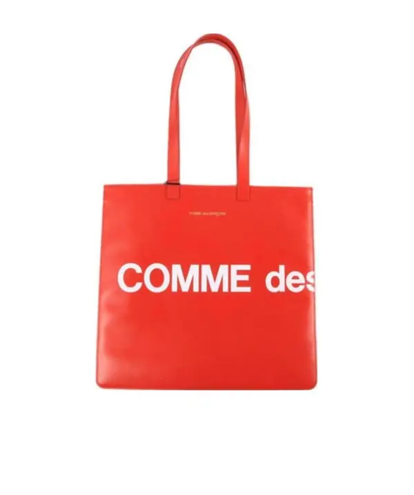 Comme Des Garçons Comme Des Garons Wallet Huge Logo Printed Tote Bag - Red