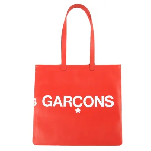 Comme Des Garçons Logo Printed Tote Bag - Red
