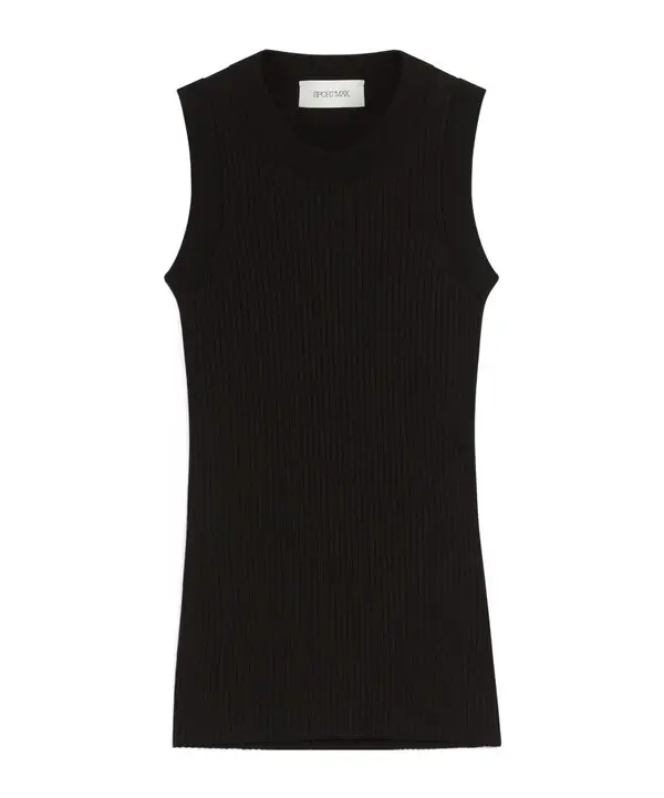 Sportmax Crewneck Sleeveless Ribbed Tank Top - Black